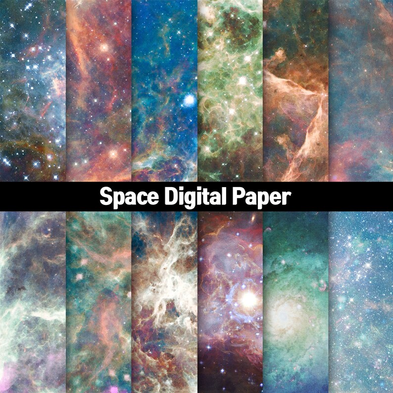 Night Sky Digital Paper, Starry Skies, Cosmic Galaxy Background, Star ...