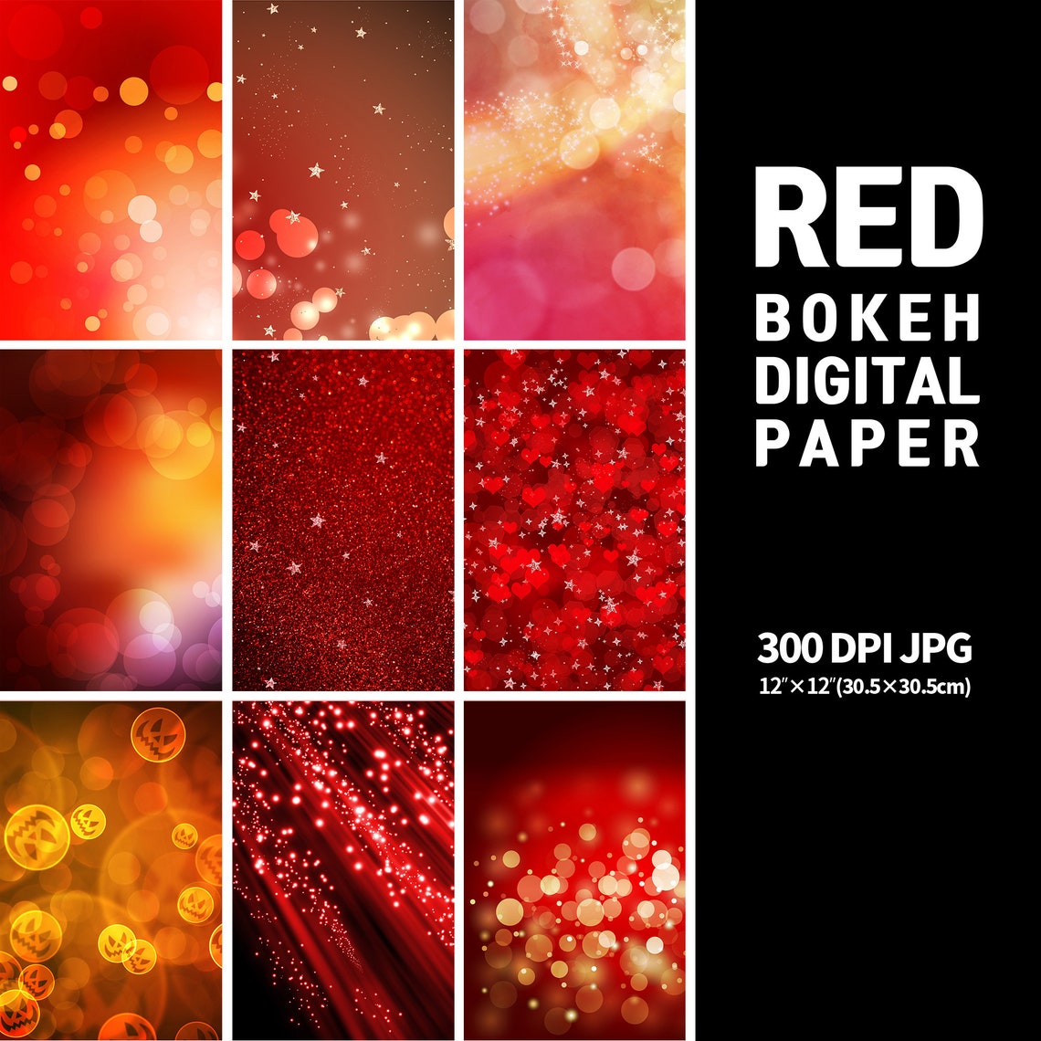 Red Bokeh Digital Paper, Red Scrapbook Paper, Bokeh Photography ...