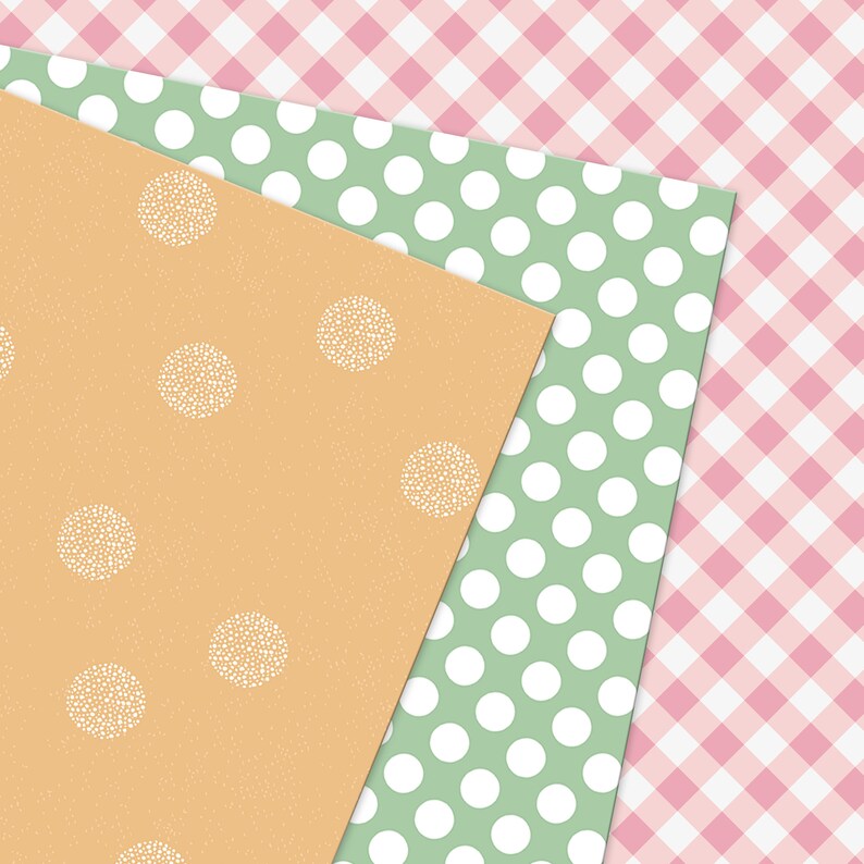 Various Shapes Pastel Digital Paper, Patterned Paper , Pink Green ...