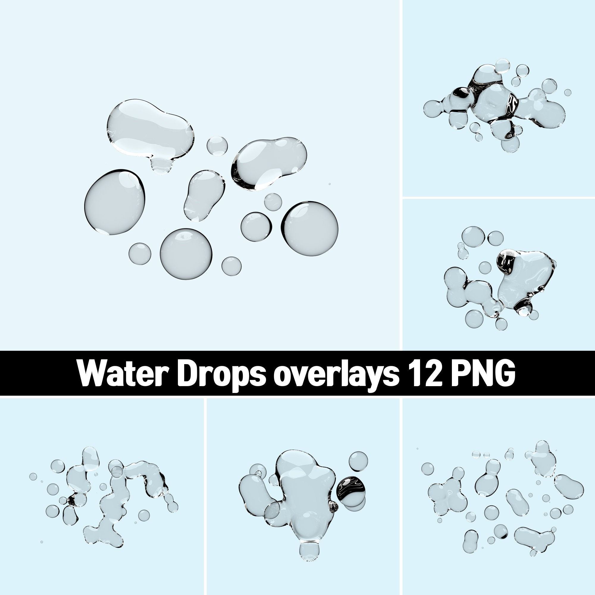 Photoshop Splash PNG, Water Drops, Raindrops, Overlays Clipart Effect ...