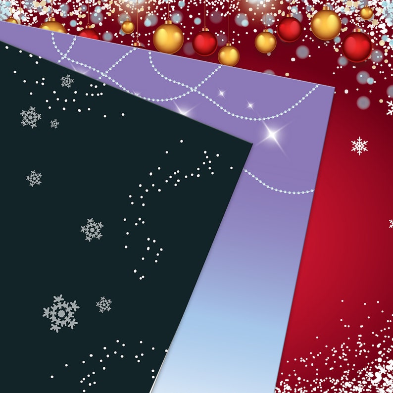 Christmas, New Year Digital Paper, Snowflake Bokeh Holiday Background ...