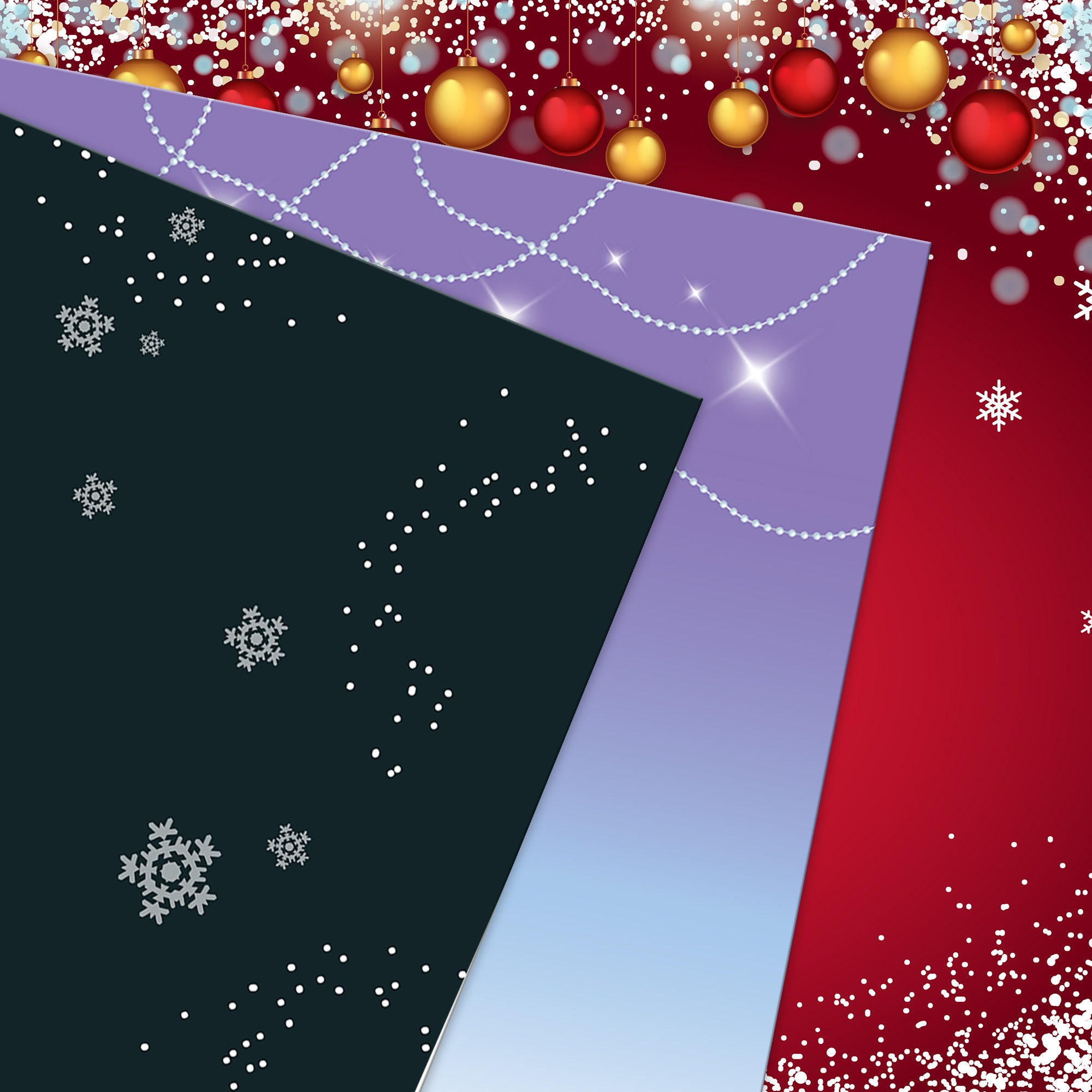 Christmas, New Year Digital Paper, Snowflake Bokeh Holiday Background ...