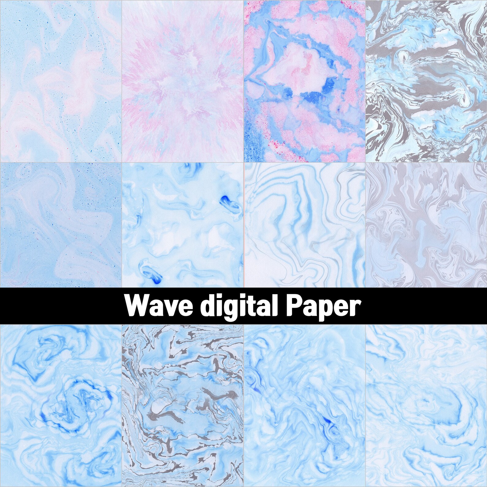 Wave Digital Paper, Sea Scrapbook Paper, Ocean Digital Paper - Etsy