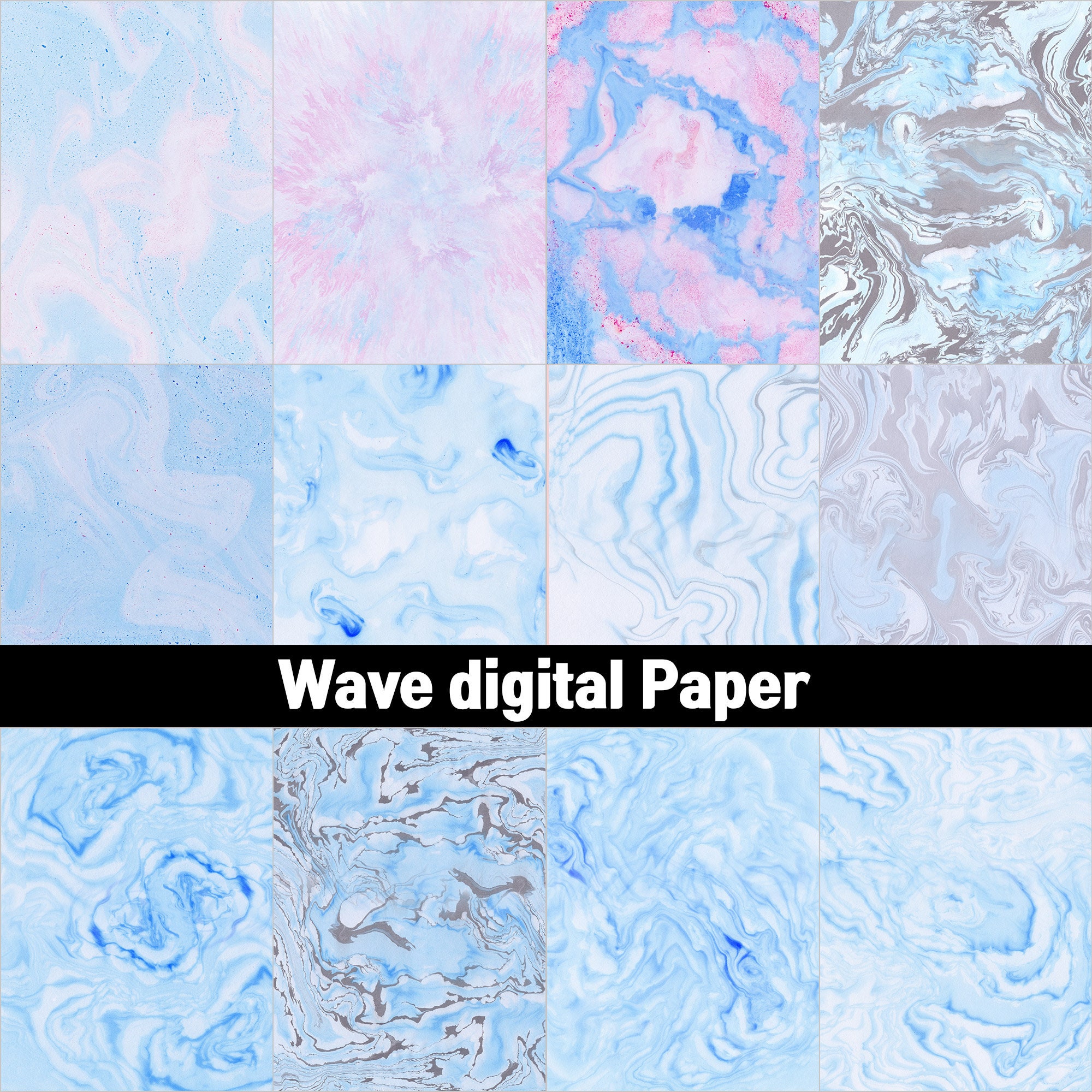 Wave Digital Paper, Sea Scrapbook Paper, Ocean Digital Paper - Etsy