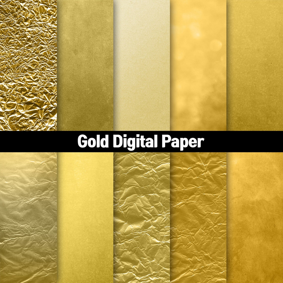 Gold Foil, Gold, Digital Paper, Metallic, Gold Glitter, Digital Paper ...
