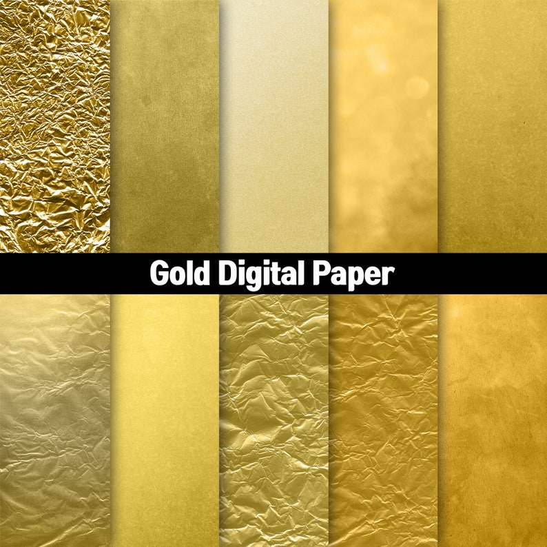 Gold Foil, Gold, Digital Paper, Metallic, Gold Glitter, Digital Paper ...
