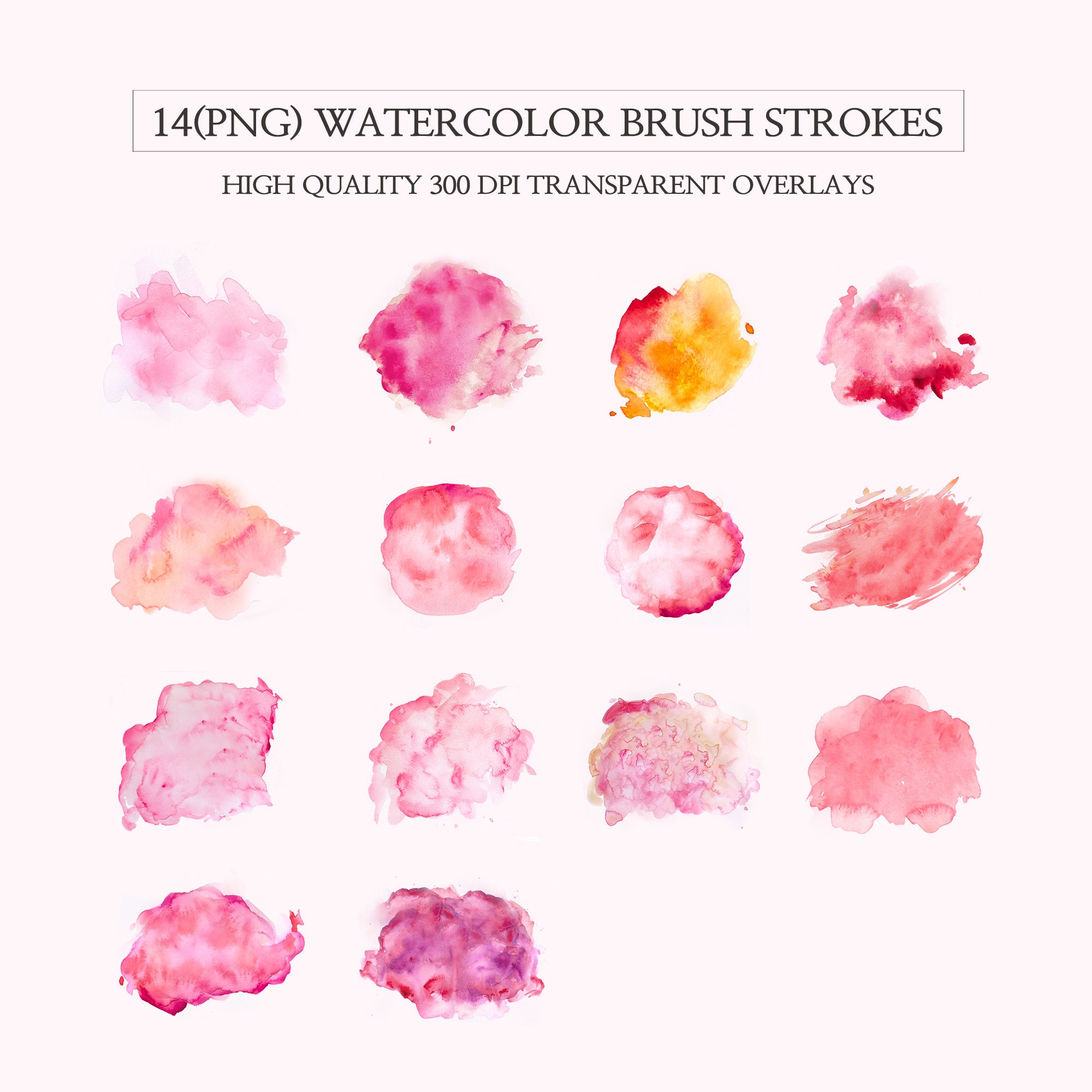 Pink Brush Strokes, Pink Confetti, Design Elements, Watercolor Brush ...