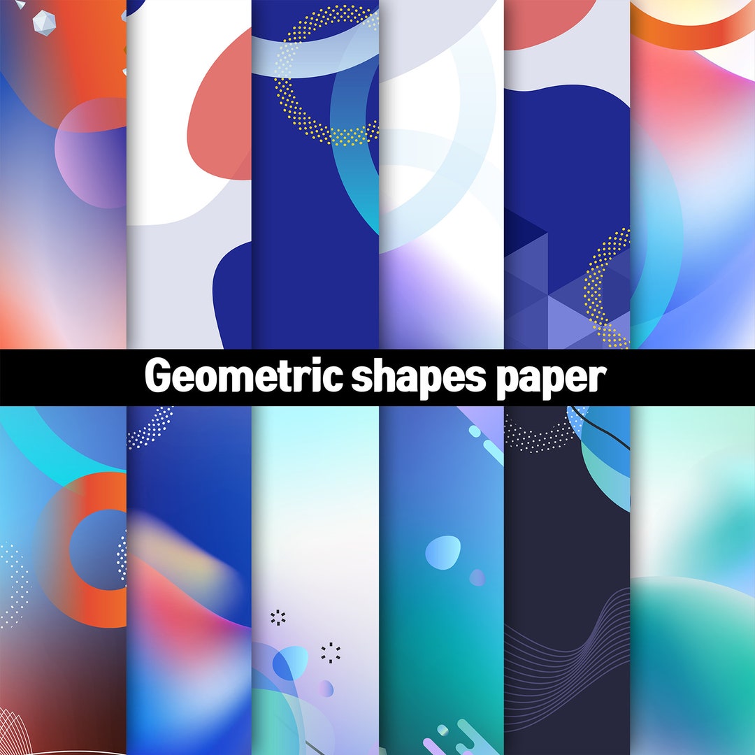 Geometric Digital Paper, Shapes Background, Geometric Scrapbooking ...
