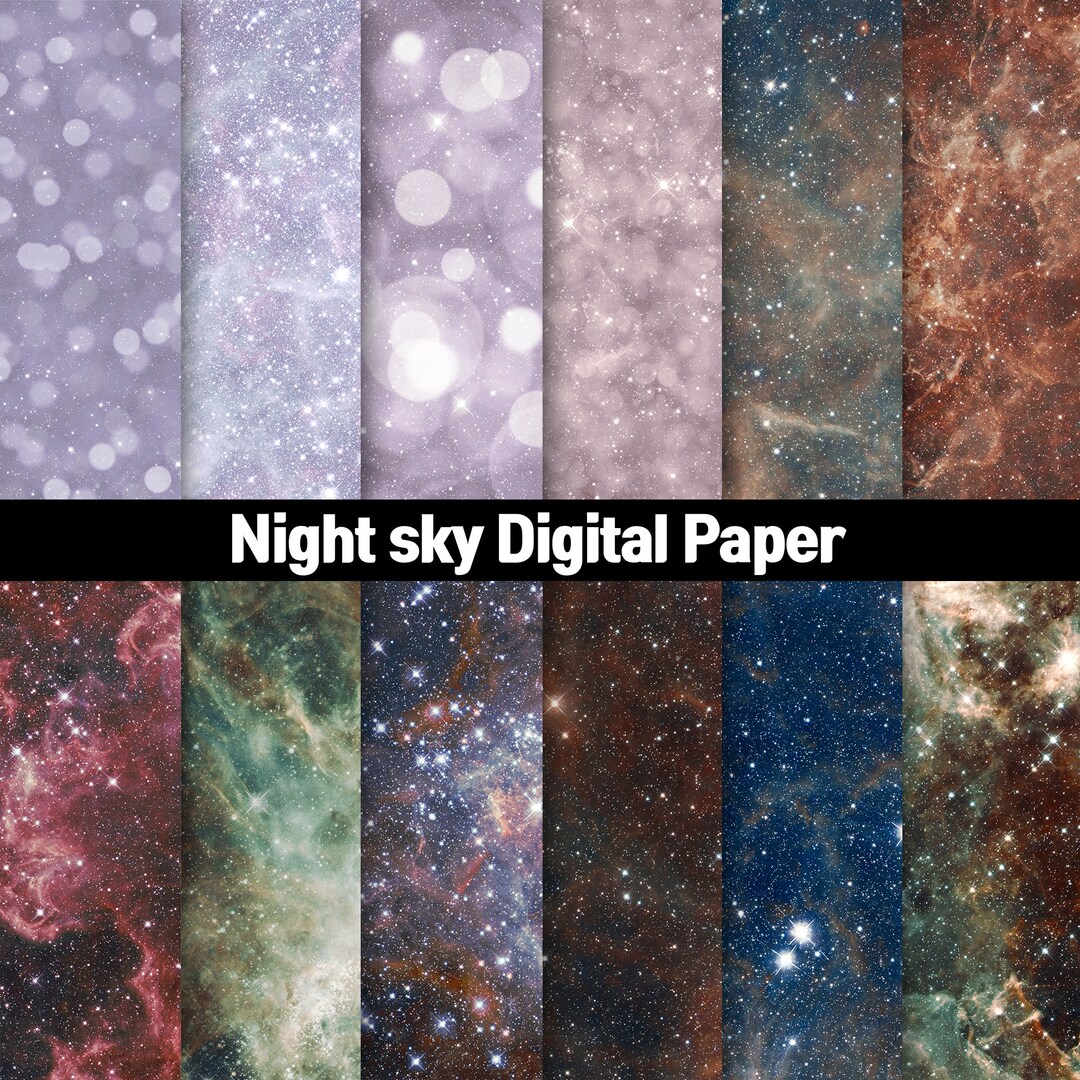 Night Sky Stars, Cosmic Backdrop, Galaxy Watercolor Digital Paper ...