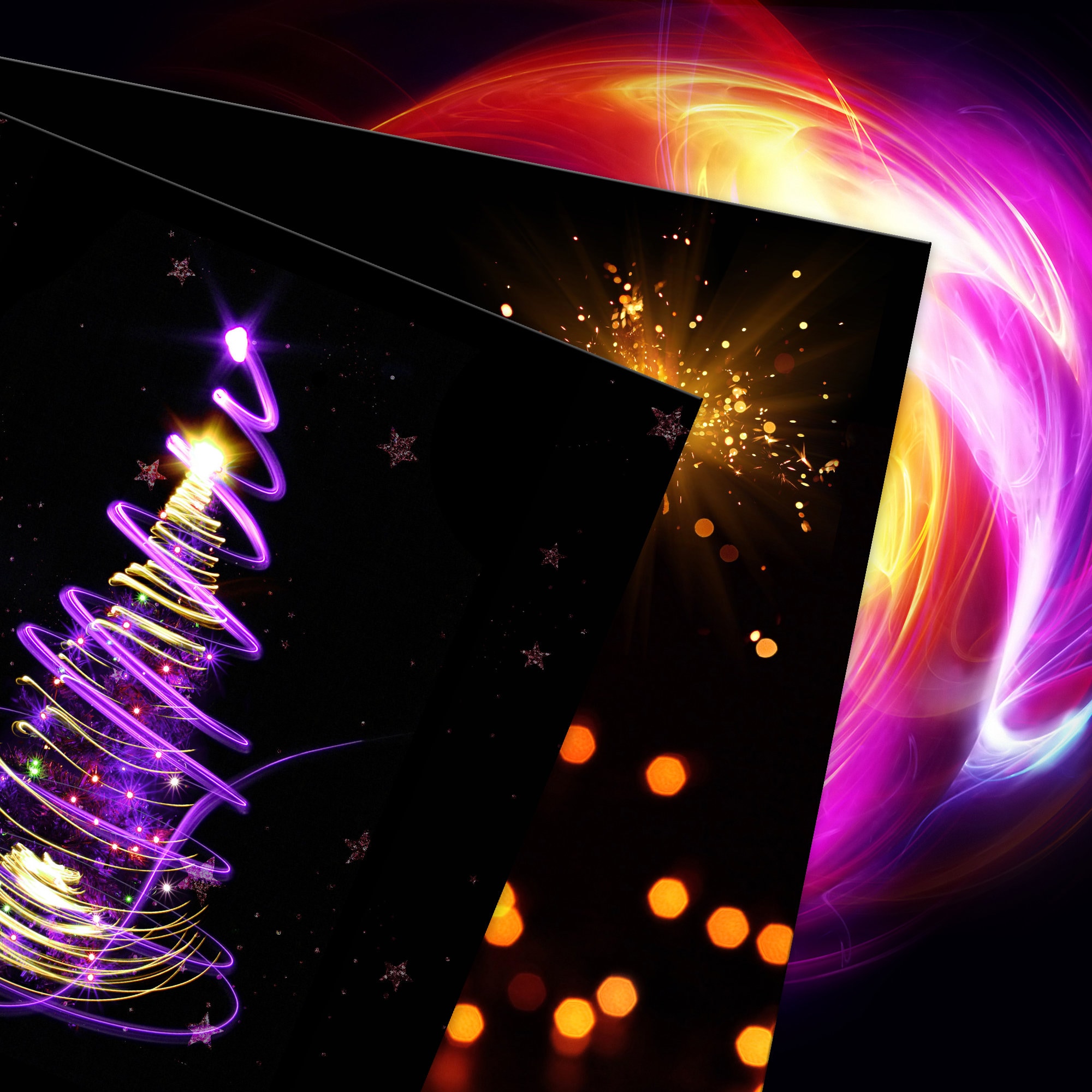 Black Light Digital Paper, Christmas Tree, Tree, Glitter, Black Back ...