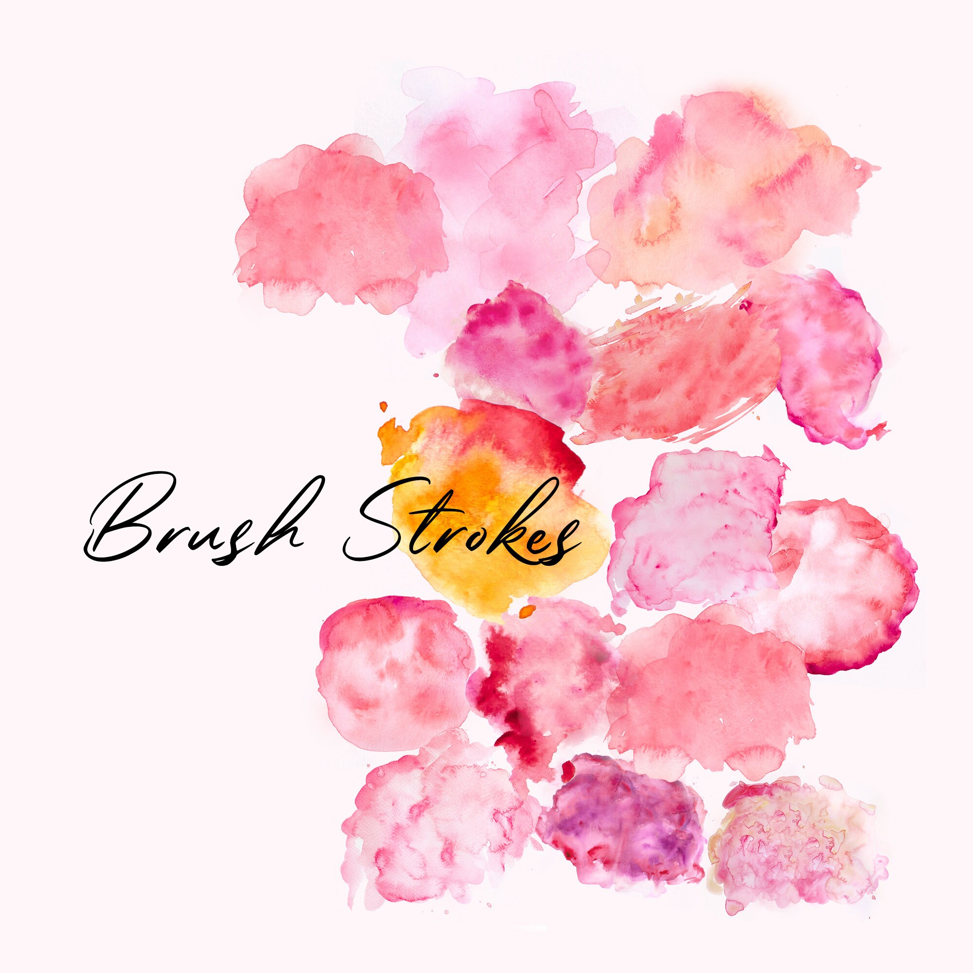Pink Brush Strokes, Pink Confetti, Design Elements, Watercolor Brush ...