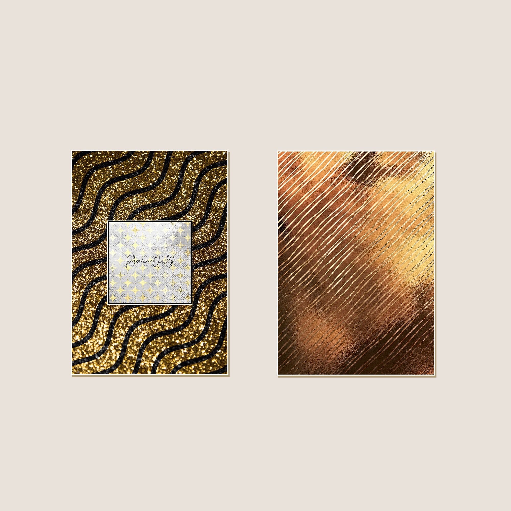 Gold Foil Digital Papers, Shape and Line, Scrapbook, Christmas Instant ...