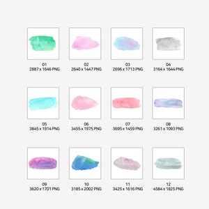 Watercolor Brush Strokes, Coloful Watercolor Splashes Clip Art, Blots ...