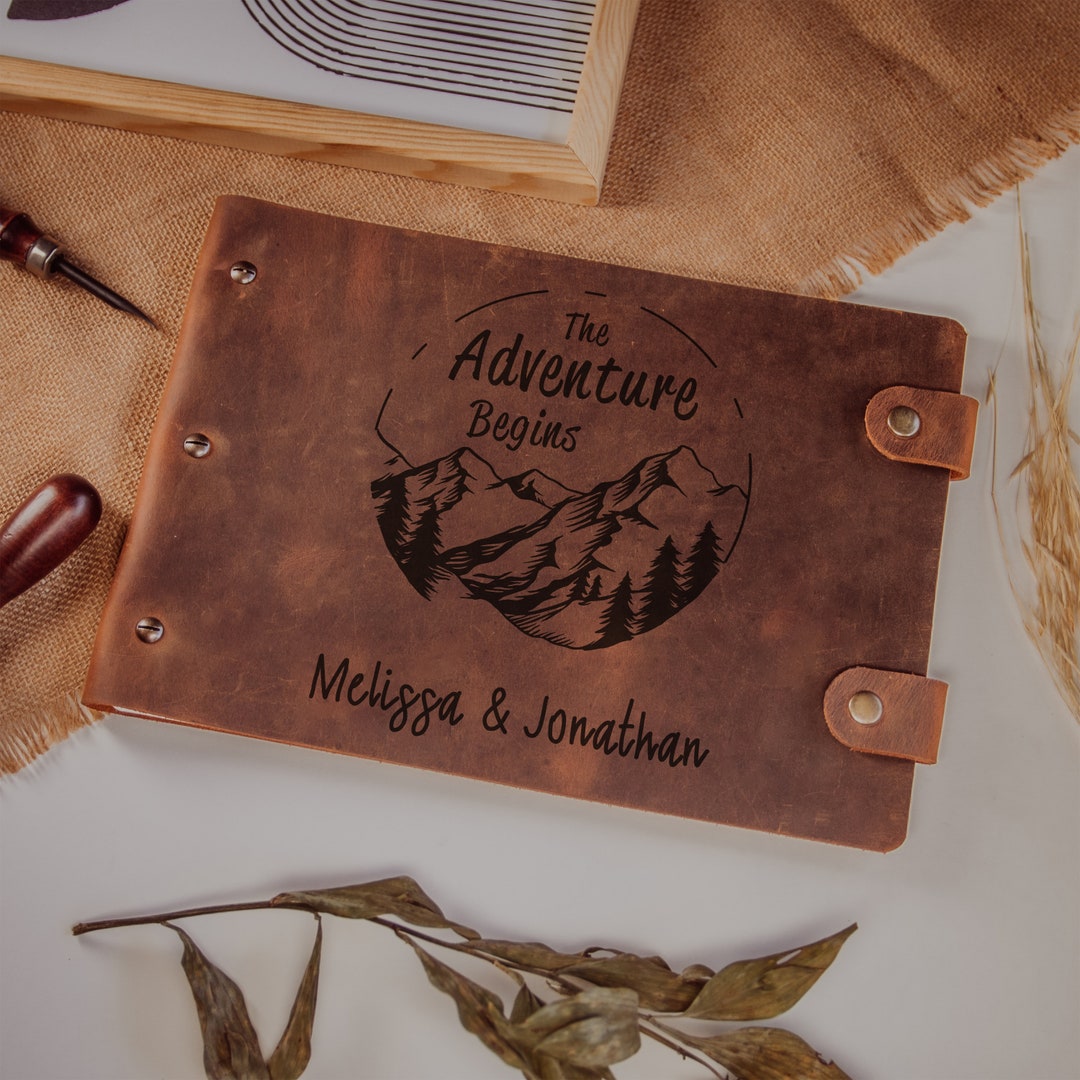 Full Grain Leather Adventure Memory Book for Couple, Travel Book in ...