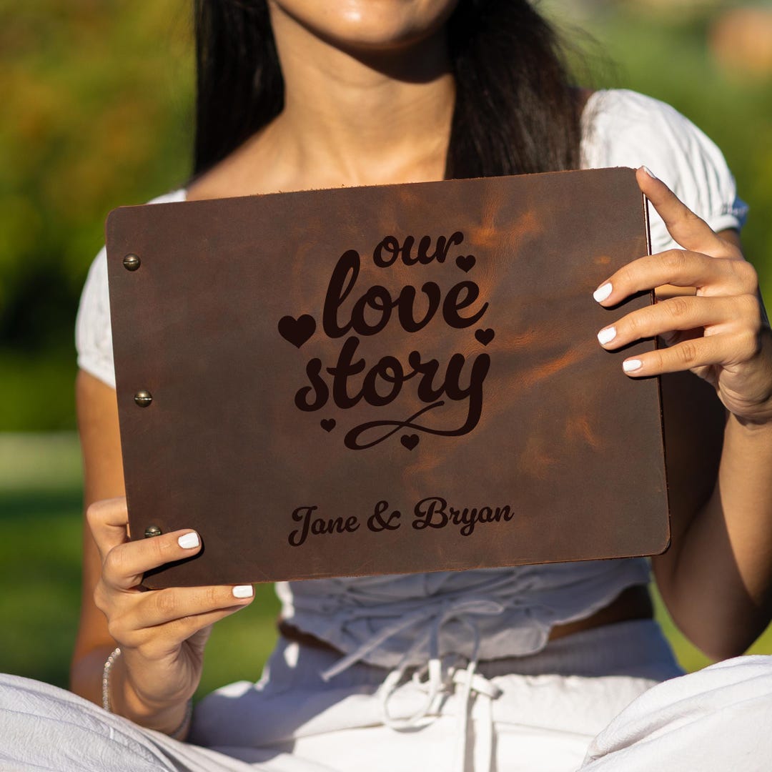 Custom Leather Memory Book for Couples, Personalized Journal With ...