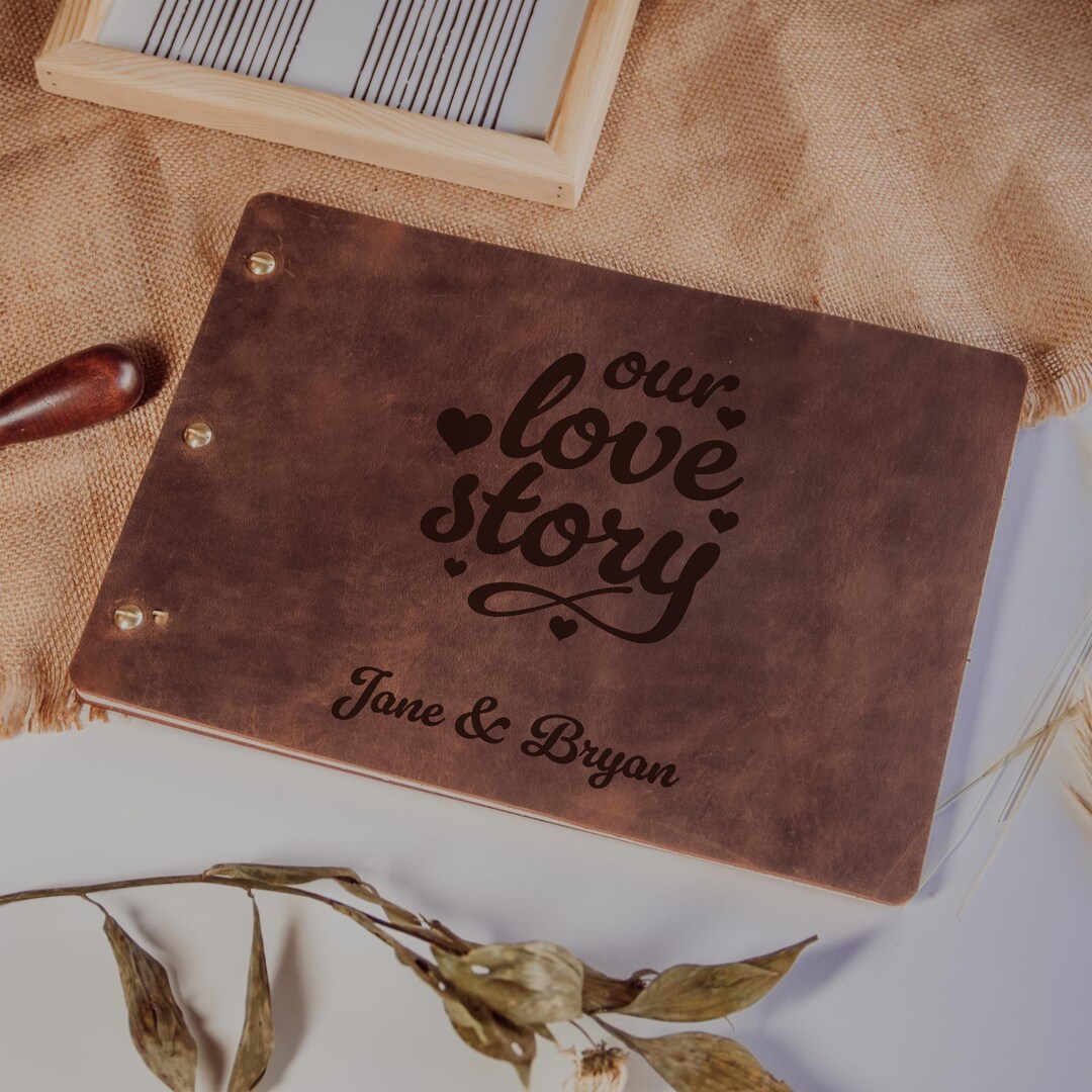 Custom Leather Memory Book for Couples, Personalized Journal With ...