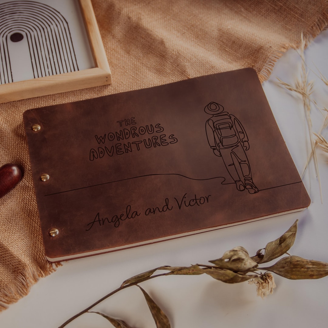 Custom Leather Adventure Notebook, Personalized Hiking Scrapbook for ...