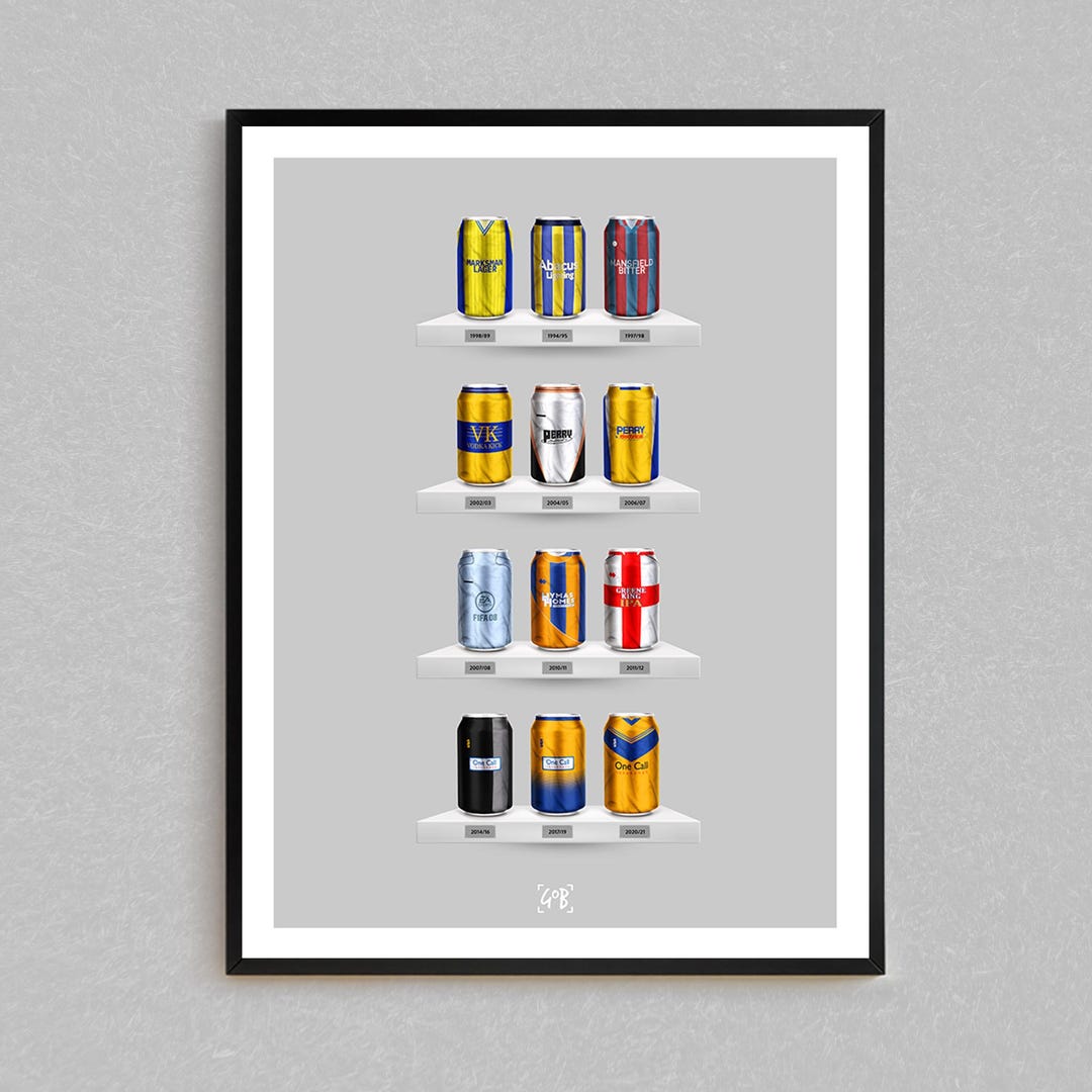 Mansfield Classic Kit Can Print | Mansfield Town Gifts | Retro Football ...