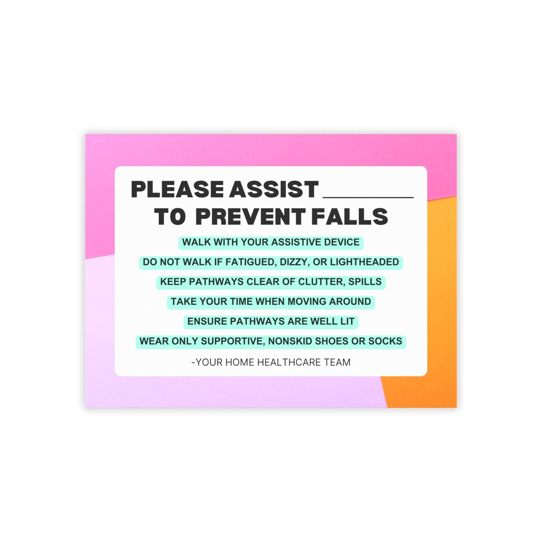 Fall Prevention Patient Instruction Note Pads 4"x6" Home Health Nurse ...