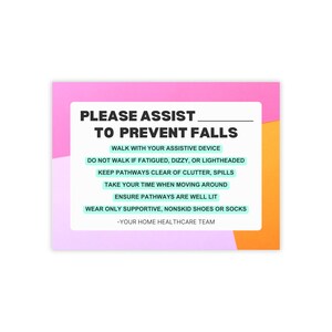 Fall Prevention Patient Instruction Note Pads 4"x6" Home Health Nurse ...