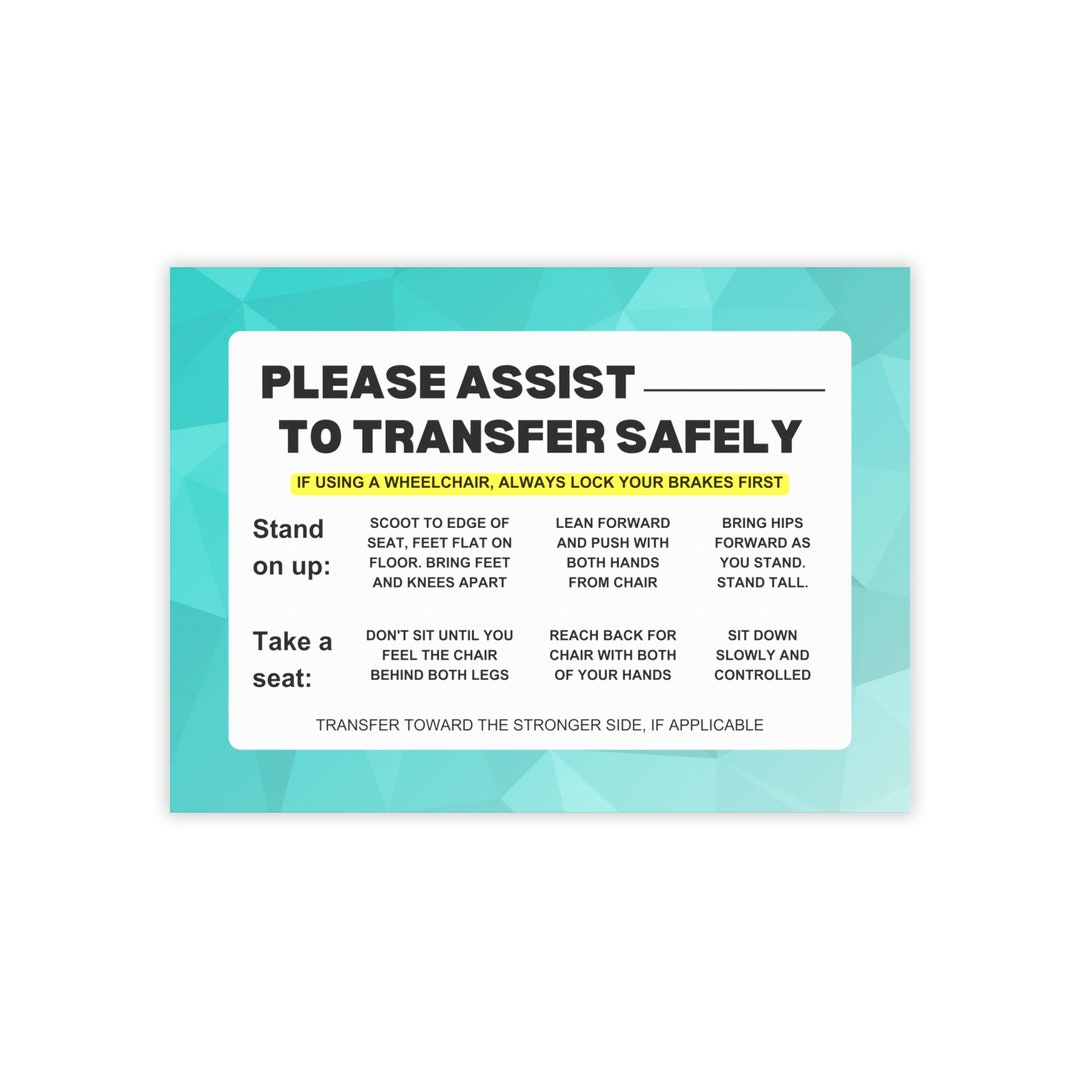 Safe Transfers Patient Instruction Note Pads 4x6 Home Health Nurse Home ...