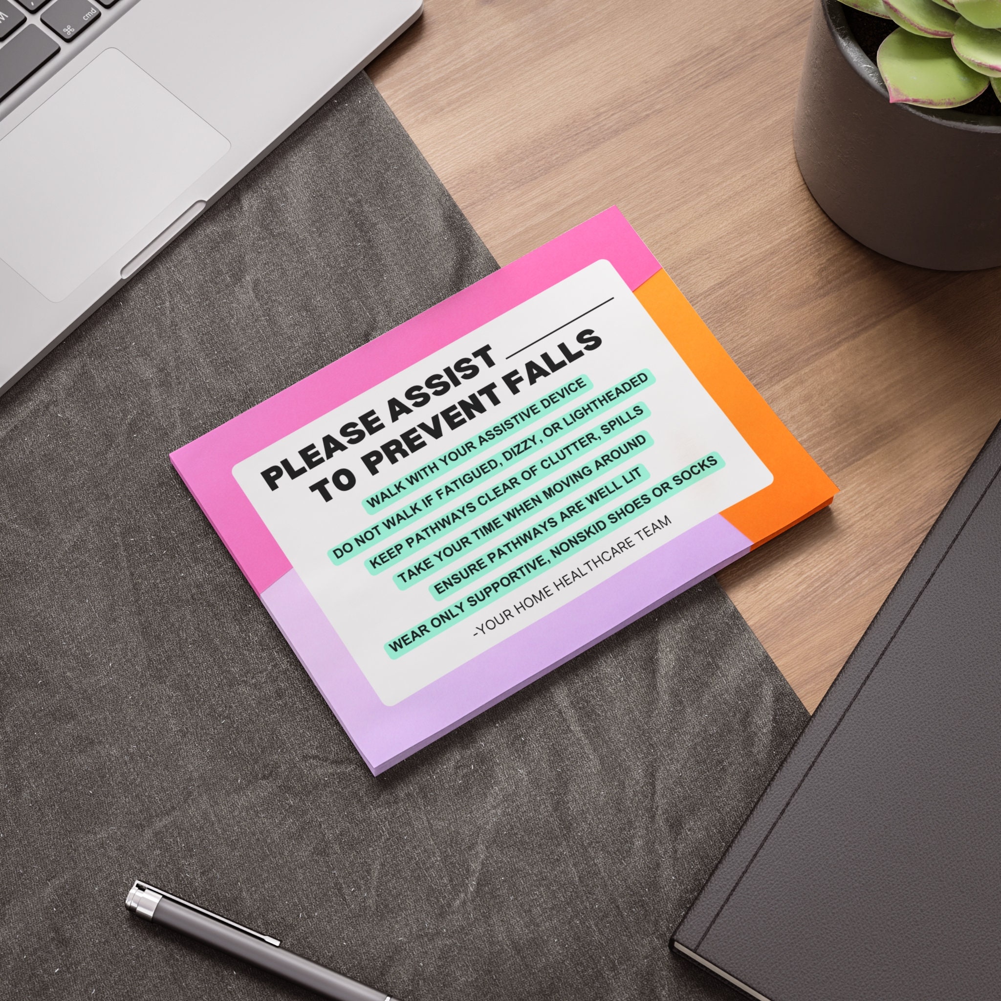 Fall Prevention Patient Instruction Note Pads 4"x6" Home Health Nurse ...