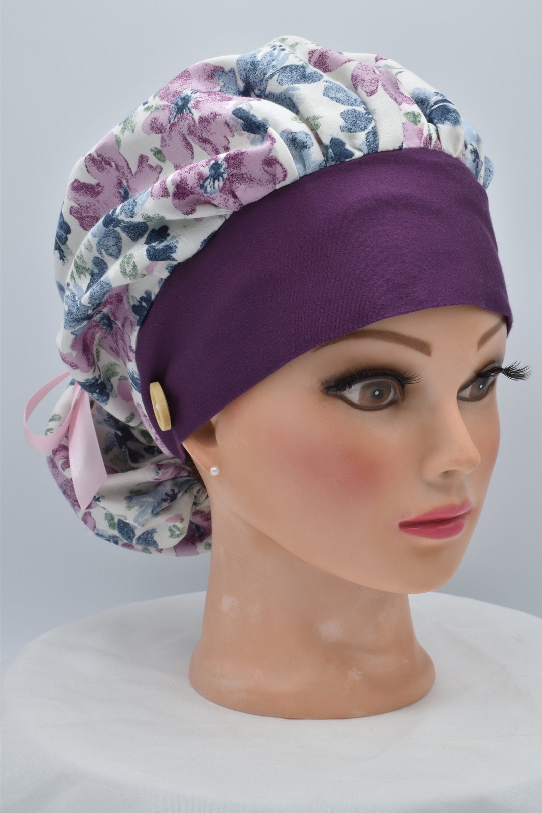 Scrub Hat for Women With Ponytail (LARGE), Bouffant Scrub Cap for Women ...