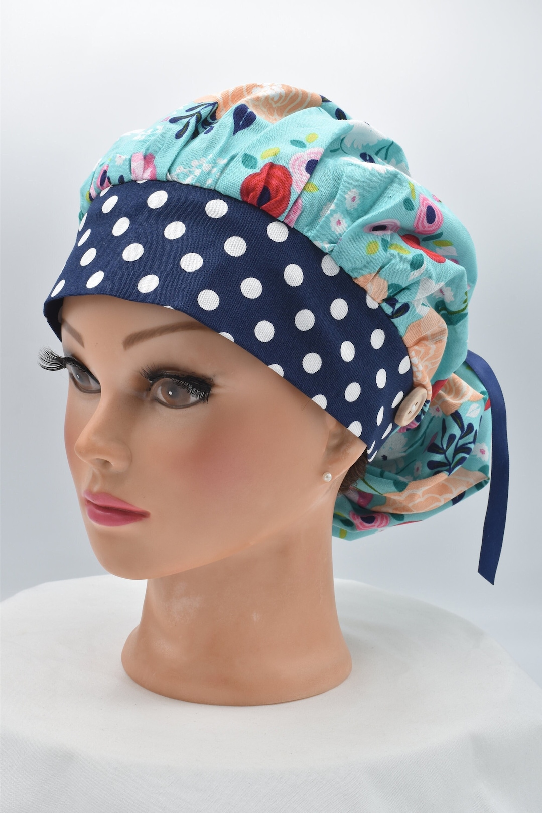 Scrub Hat for Women With Ponytail (LARGE), Bouffant Scrub Cap for Women ...