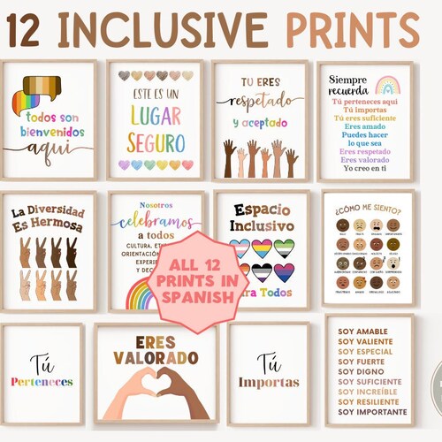 12 Spanish Inclusion Posters School Counselor Office Decor - Etsy