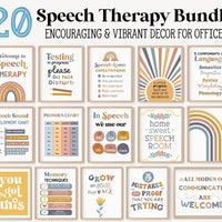 Boho Speech Therapy Poster Set, 12 Inspirational SLP Wall Art Prints ...