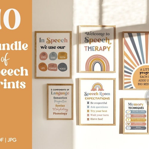 Speech Therapy Wall Art Bundle of 4 Prints / SLP Poster / - Etsy