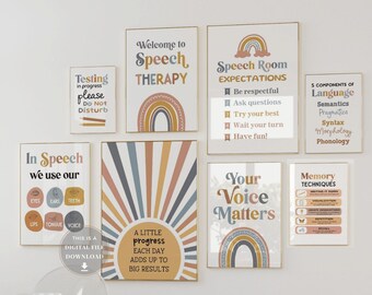 6 Speech Therapy Room Posters SLP Decor Language Pathologist Prints Art ...