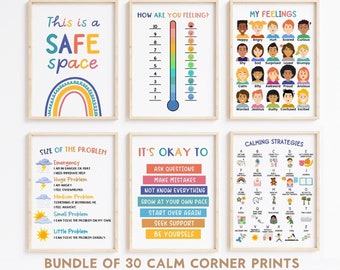 180 Calm Down Corner Kit Calming Posters Sign Decor Breathing Cards ...