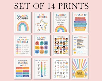 180 Calm Down Corner Kit Calming Posters Sign Decor Breathing Cards ...