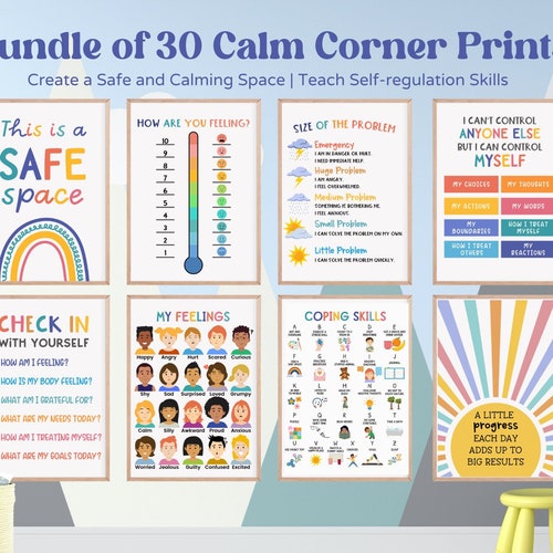 100 Calm Down Corner Kit Calming Decor Printable Sign Posters - Etsy
