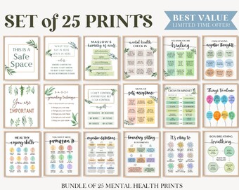 20 Boho Therapist Office Decor Social Worker Posters Therapy Art ...