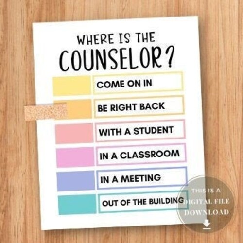 School Counselor Door Sign Where is the Counselor Counseling - Etsy