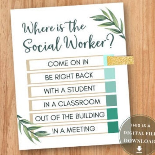 School Social Worker Door Sign Social Work Office for Wall - Etsy