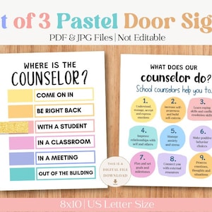 3 School Counseling Door Sign Decor Counselor Poster Wall Art School ...