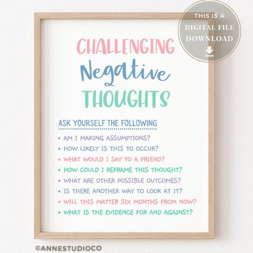 CBT Challenging Negative Thoughts Counselling Posters Office | Etsy