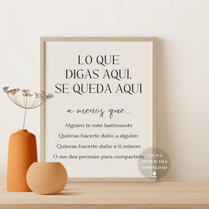 Spanish Confidentiality Poster Sign Counseling Office Decor Social ...