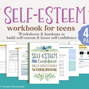 Self-esteem Workbook Teens Worksheet Confidence Therapy Counseling ...
