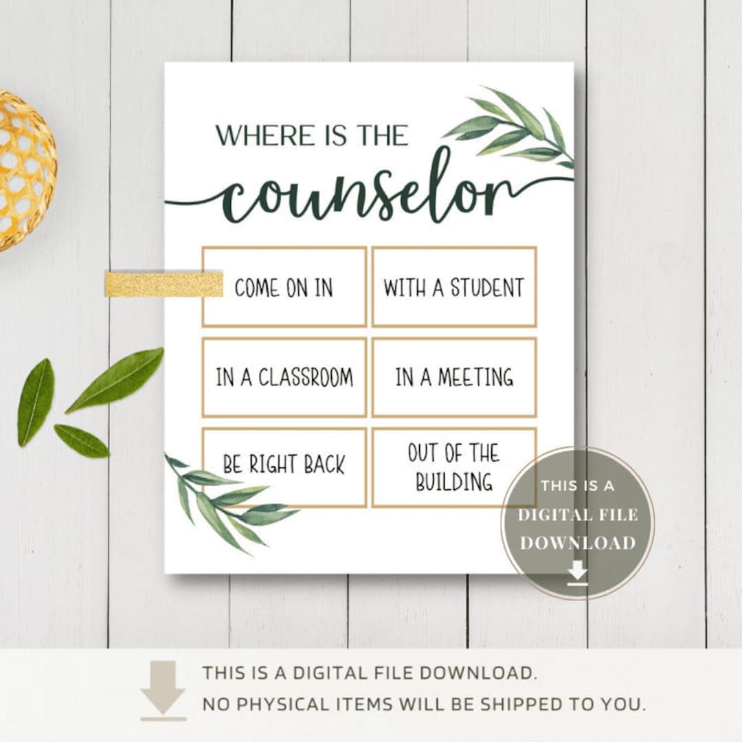 Counselor Door Sign Office School Where is the Counselor Hanger for ...