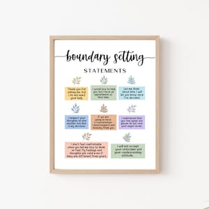 Setting Personal Boundaries Poster Boundary Statements Therapy Decor ...