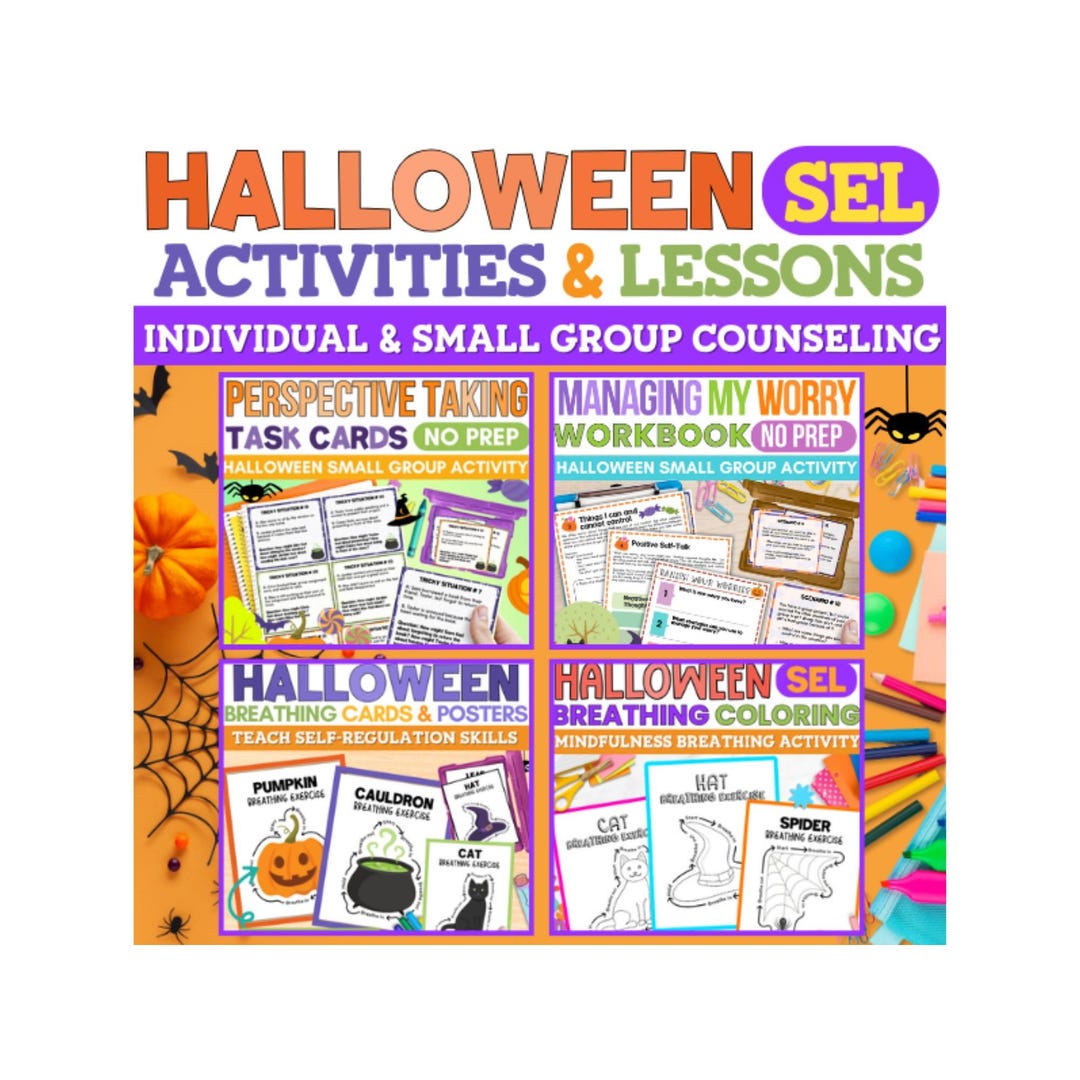 Halloween Counseling Activities Lessons Classroom SEL Worksheets Fall ...