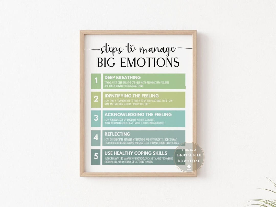 Manage Emotions Poster Counseling Office Decor School Counselor Wall ...