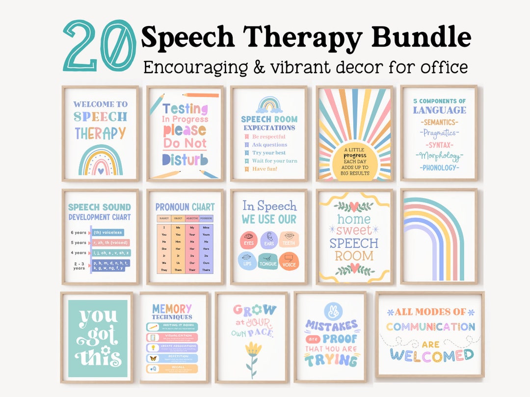 20 Speech Language Pathologist Poster SLP Decor Therapy Wall Art Office ...