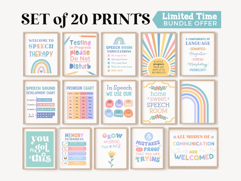 20 Speech Therapy Room Posters SLP Decor Language Pathologist - Etsy ...