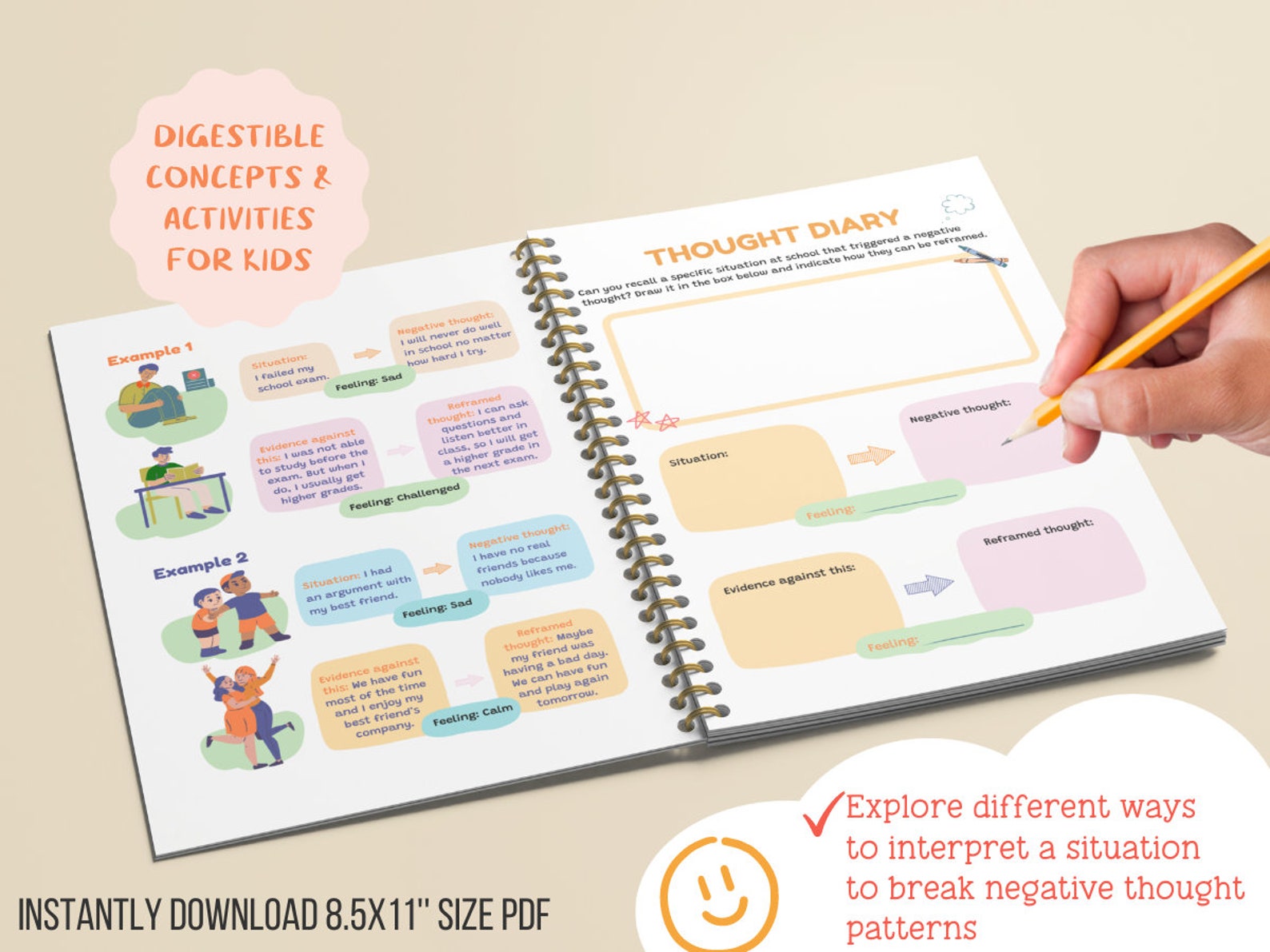 Cognitive Distortions for Kids Worksheet Unhelpful Thinking - Etsy