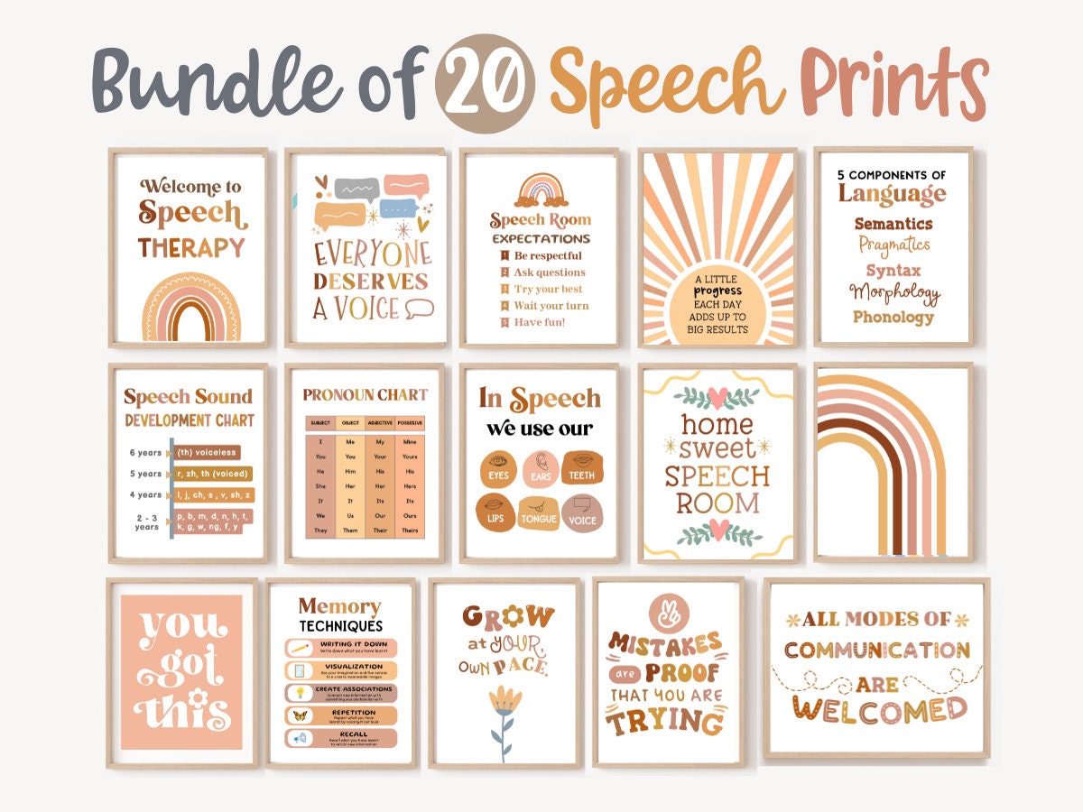 20 Speech Therapy Room Sign SLP Therapist Decor Elementary Decorations ...